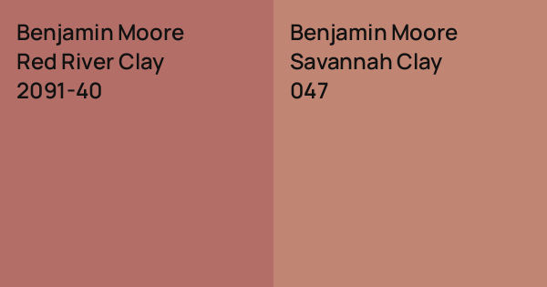 Benjamin Moore Red River Clay vs. Benjamin Moore Savannah Clay comparison