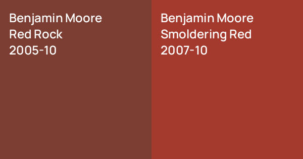Benjamin Moore Red Rock vs. Benjamin Moore Smoldering Red comparison