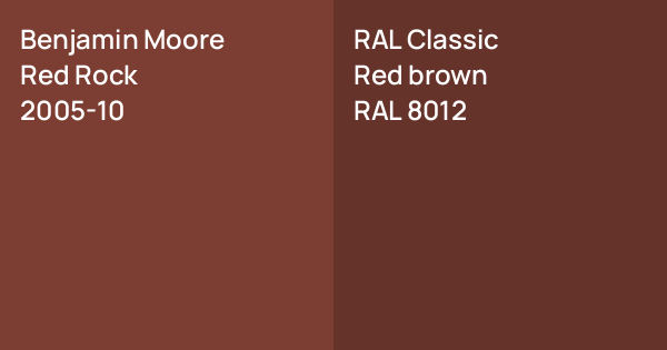 Benjamin Moore Red Rock vs. RAL Classic Red brown comparison
