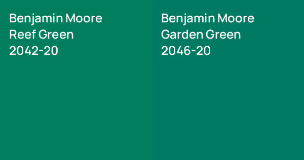 Benjamin Moore Reef Green vs. Benjamin Moore Garden Green comparison
