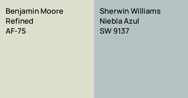 Benjamin Moore Refined vs. Sherwin Williams Niebla Azul comparison