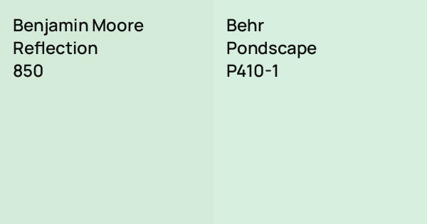 Benjamin Moore Reflection vs. Behr Pondscape comparison