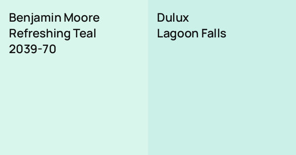 Benjamin Moore Refreshing Teal vs. Dulux Lagoon Falls comparison