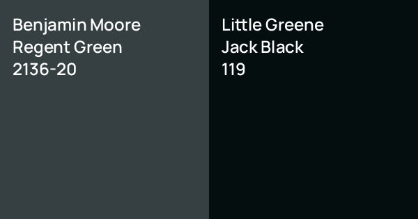 Benjamin Moore Regent Green vs. Little Greene Jack Black comparison