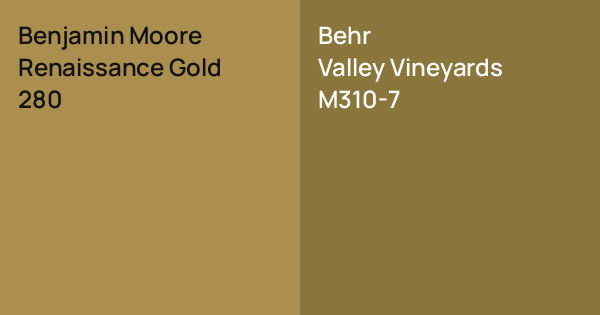 Benjamin Moore Renaissance Gold vs. Behr Valley Vineyards comparison