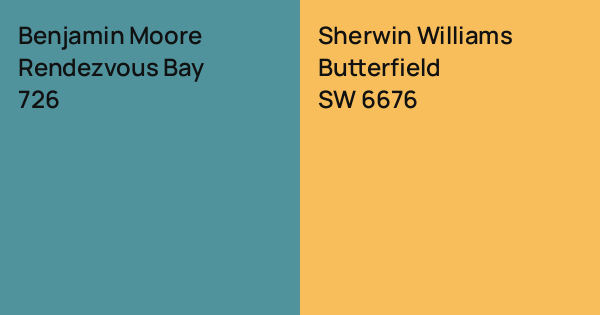 Benjamin Moore Rendezvous Bay vs. Sherwin Williams Butterfield comparison