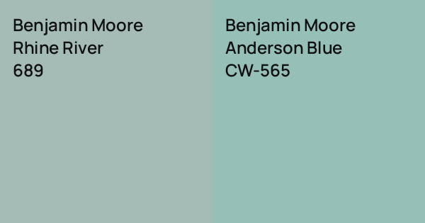 Benjamin Moore Rhine River vs. Benjamin Moore Anderson Blue comparison