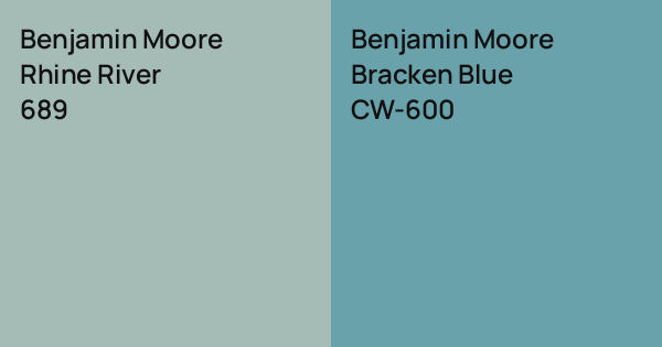 Benjamin Moore Rhine River vs. Benjamin Moore Bracken Blue comparison