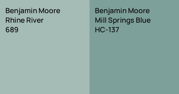 Benjamin Moore Rhine River vs. Benjamin Moore Mill Springs Blue comparison