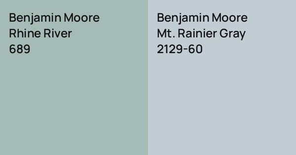 Benjamin Moore Rhine River vs. Benjamin Moore Mt. Rainier Gray comparison