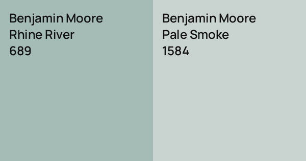 Benjamin Moore Rhine River vs. Benjamin Moore Pale Smoke comparison