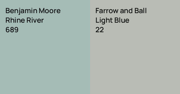 Benjamin Moore Rhine River vs. Farrow and Ball Light Blue comparison