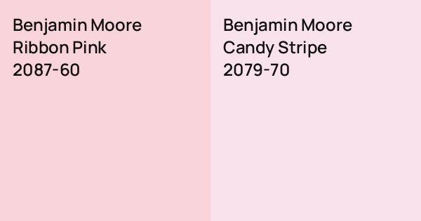 Benjamin Moore Ribbon Pink vs. Benjamin Moore Candy Stripe comparison
