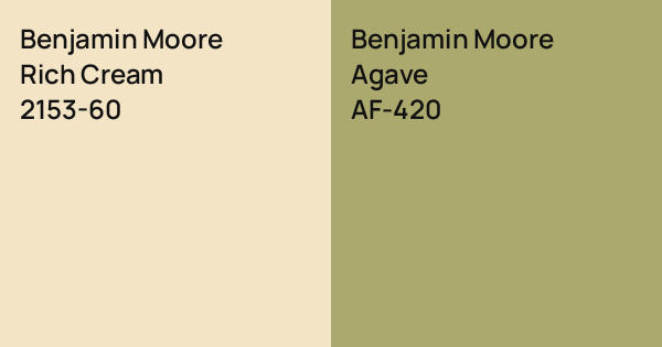Benjamin Moore Rich Cream vs. Benjamin Moore Agave comparison