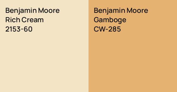 Benjamin Moore Rich Cream vs. Benjamin Moore Gamboge comparison
