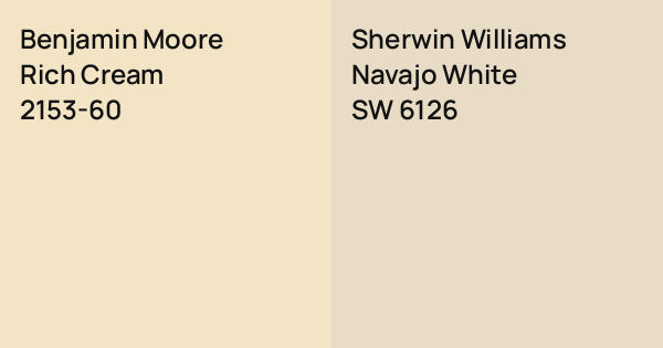 Benjamin Moore Rich Cream vs. Sherwin Williams Navajo White comparison