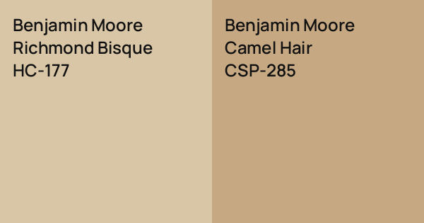 Benjamin Moore Richmond Bisque vs. Benjamin Moore Camel Hair comparison