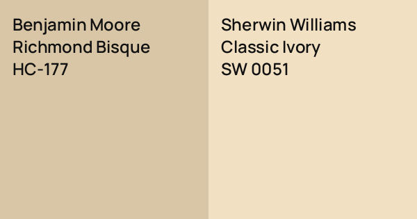 Benjamin Moore Richmond Bisque vs. Sherwin Williams Classic Ivory ...