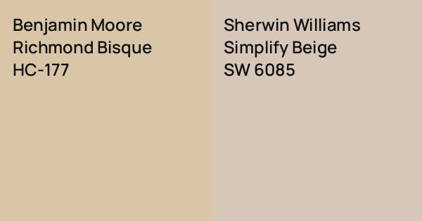 Benjamin Moore Richmond Bisque vs. Sherwin Williams Simplify Beige ...