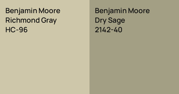 Benjamin Moore Richmond Gray vs. Benjamin Moore Dry Sage comparison