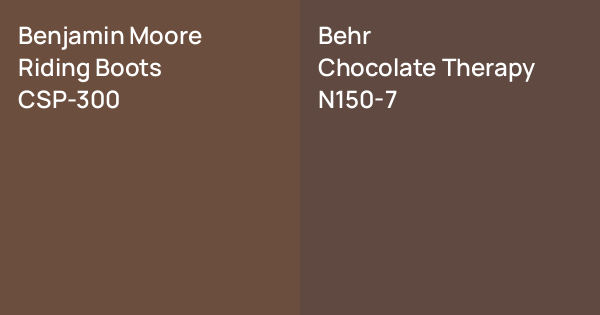 Benjamin Moore Riding Boots vs. Behr Chocolate Therapy comparison