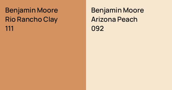 Benjamin Moore Rio Rancho Clay vs. Benjamin Moore Arizona Peach comparison