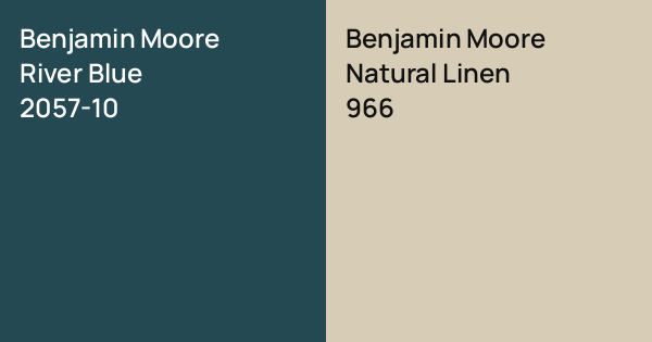 Benjamin Moore River Blue vs. Benjamin Moore Natural Linen comparison