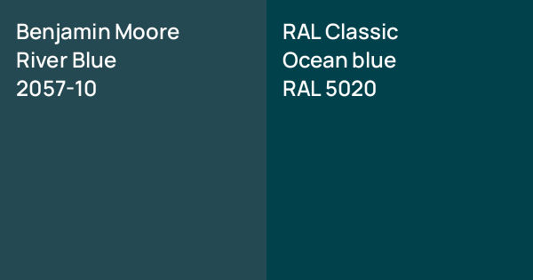Benjamin Moore River Blue vs. RAL Classic Ocean blue comparison
