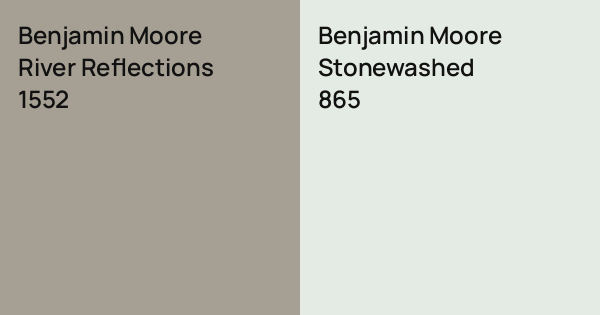 Benjamin Moore River Reflections vs. Benjamin Moore Stonewashed comparison