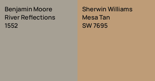 Benjamin Moore River Reflections vs. Sherwin Williams Mesa Tan comparison