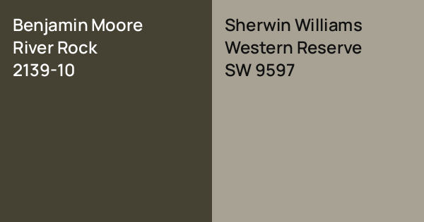 Benjamin Moore River Rock vs. Sherwin Williams Western Reserve comparison