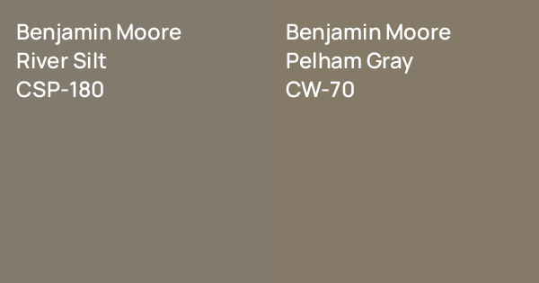 Benjamin Moore River Silt vs. Benjamin Moore Pelham Gray comparison