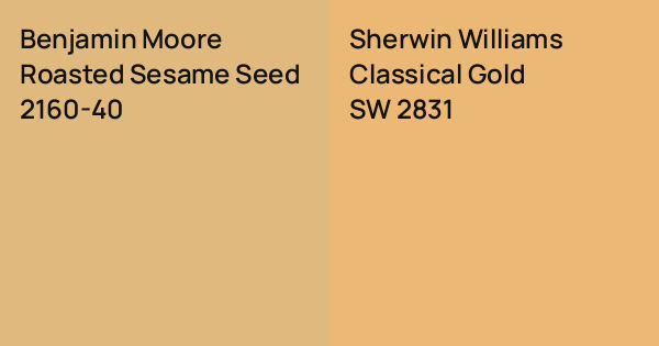 Benjamin Moore Roasted Sesame Seed vs. Sherwin Williams Classical Gold ...