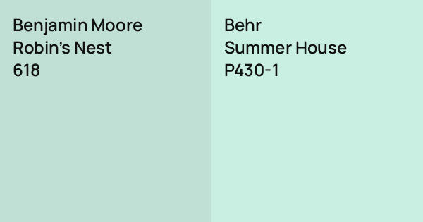 Benjamin Moore Robin's Nest vs. Behr Summer House comparison