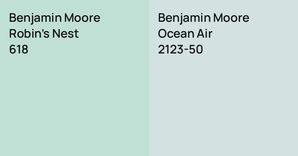 Benjamin Moore Robin's Nest vs. Benjamin Moore Ocean Air comparison