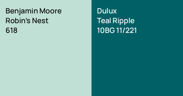 Benjamin Moore Robin's Nest vs. Dulux Teal Ripple comparison