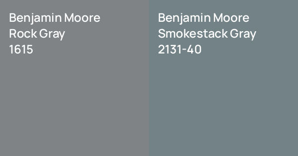 Benjamin Moore Rock Gray vs. Benjamin Moore Smokestack Gray comparison