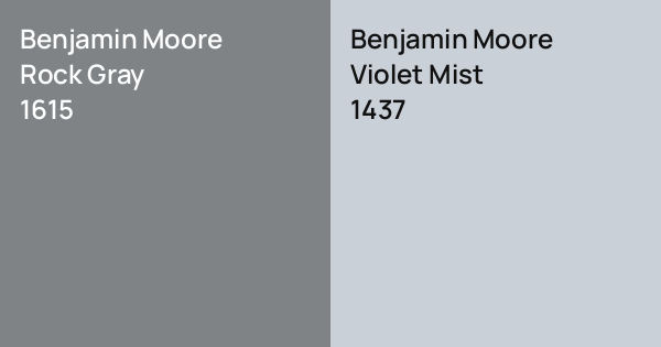 Benjamin Moore Rock Gray vs. Benjamin Moore Violet Mist comparison