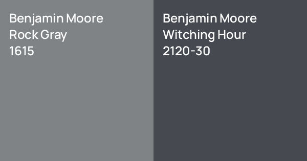 Benjamin Moore Rock Gray vs. Benjamin Moore Witching Hour comparison