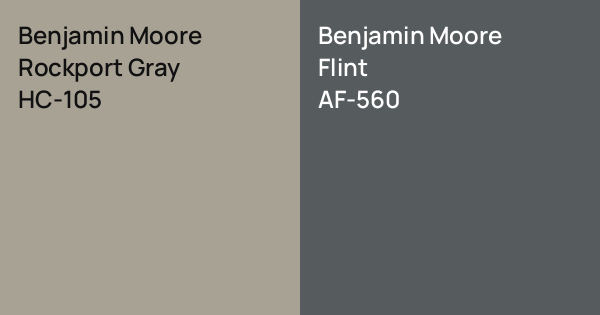 Benjamin Moore Rockport Gray vs. Benjamin Moore Flint comparison
