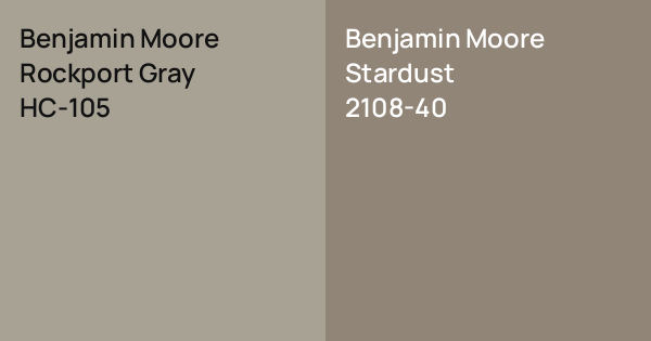 Benjamin Moore Rockport Gray vs. Benjamin Moore Stardust comparison