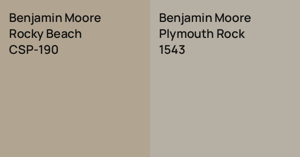 Benjamin Moore Rocky Beach vs. Benjamin Moore Plymouth Rock comparison
