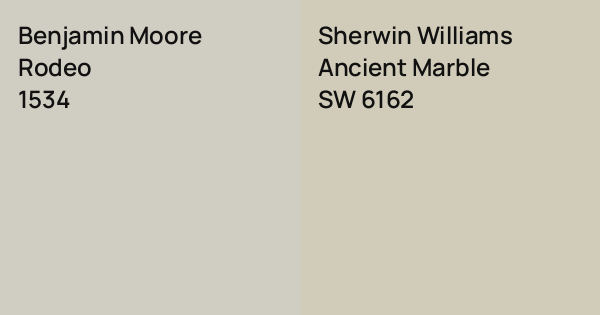 Benjamin Moore Rodeo vs. Sherwin Williams Ancient Marble comparison