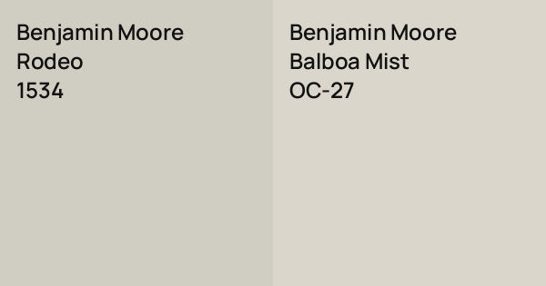 Benjamin Moore Rodeo vs. Benjamin Moore Balboa Mist comparison
