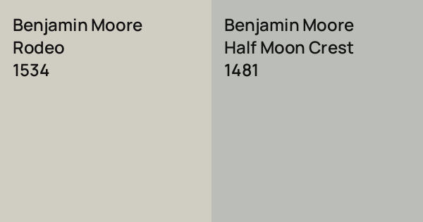 Benjamin Moore Rodeo vs. Benjamin Moore Half Moon Crest comparison