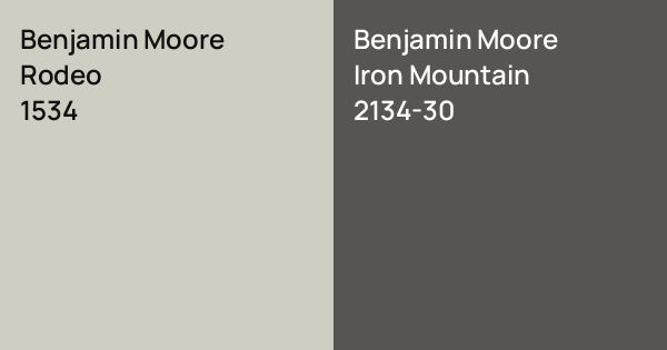 Benjamin Moore Rodeo vs. Benjamin Moore Iron Mountain comparison