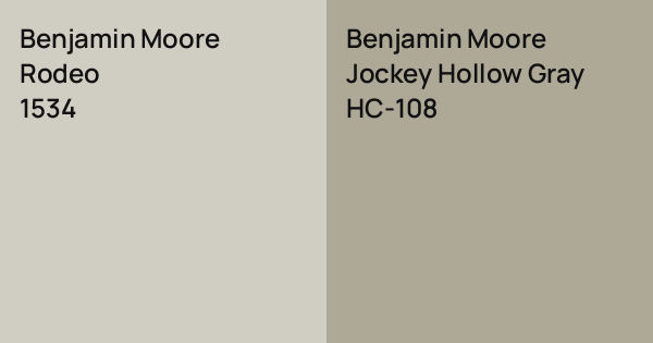 Benjamin Moore Rodeo vs. Benjamin Moore Jockey Hollow Gray comparison