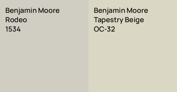 Benjamin Moore Rodeo vs. Benjamin Moore Tapestry Beige comparison