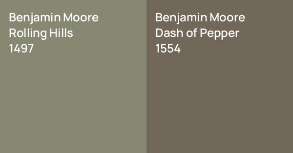Benjamin Moore Rolling Hills vs. Benjamin Moore Dash of Pepper comparison