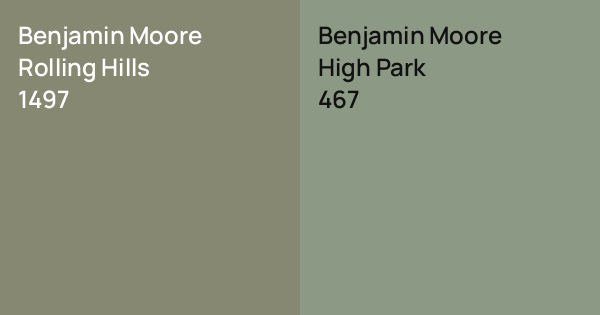 Benjamin Moore Rolling Hills vs. Benjamin Moore High Park comparison